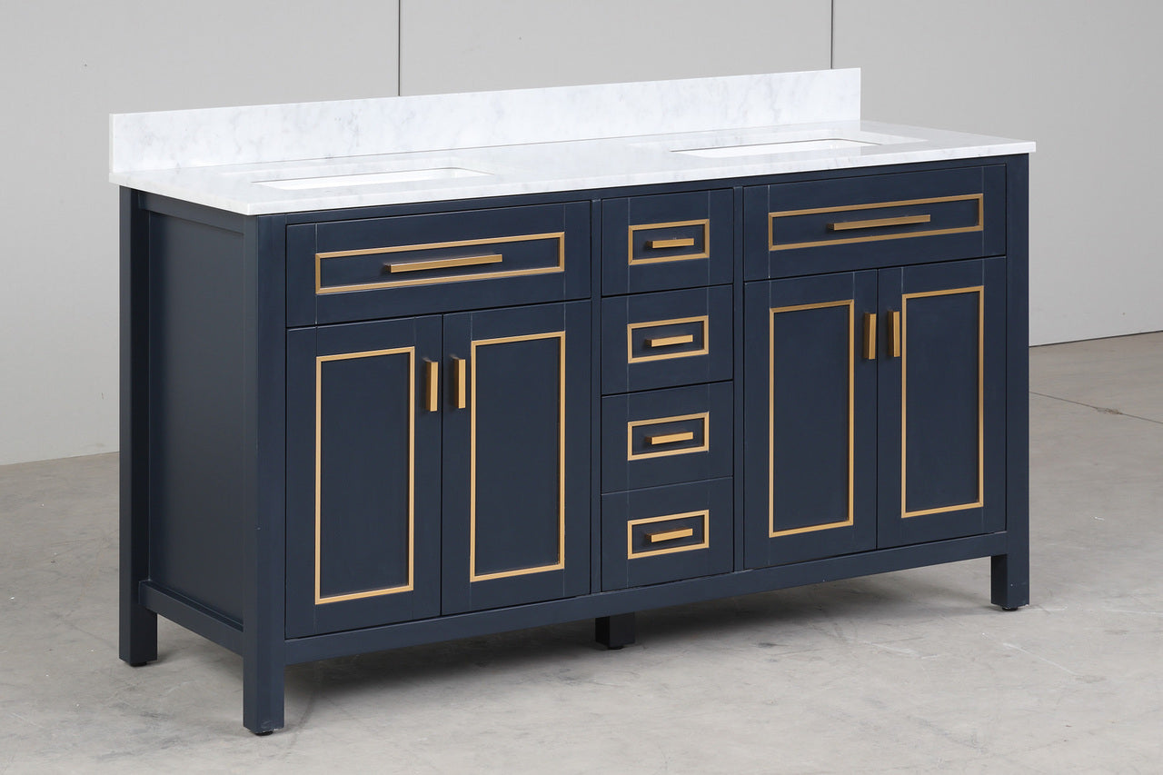 Venetian Blue Double Sink Bathroom Vanity | The Flooring Factory